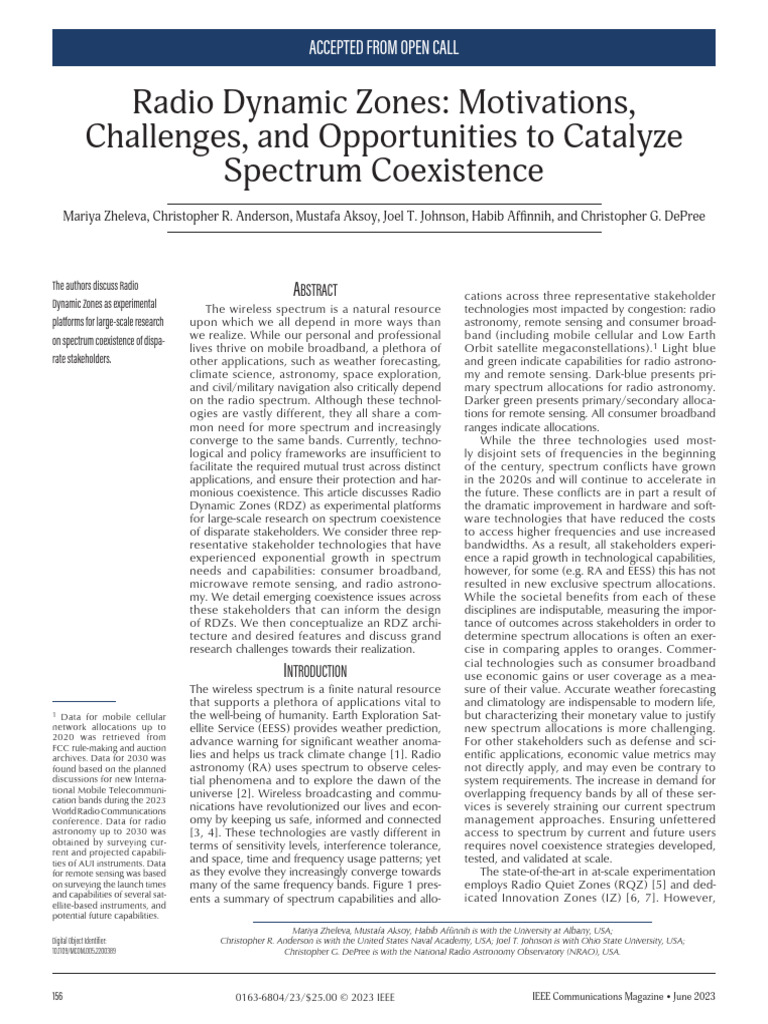 Radio Dynamic Zones Motivations Challenges and Opportunities To ...
