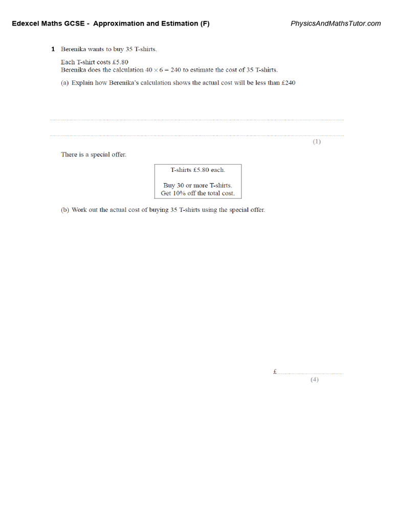 Approximation and Estimation (F) QP | PDF