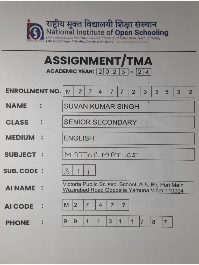 Mathematics Tma | PDF