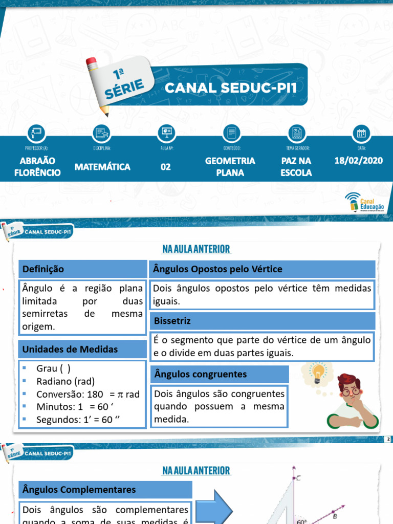 angulos para o 7 ano 2 | PDF | Ângulo | Linha (Geometria)