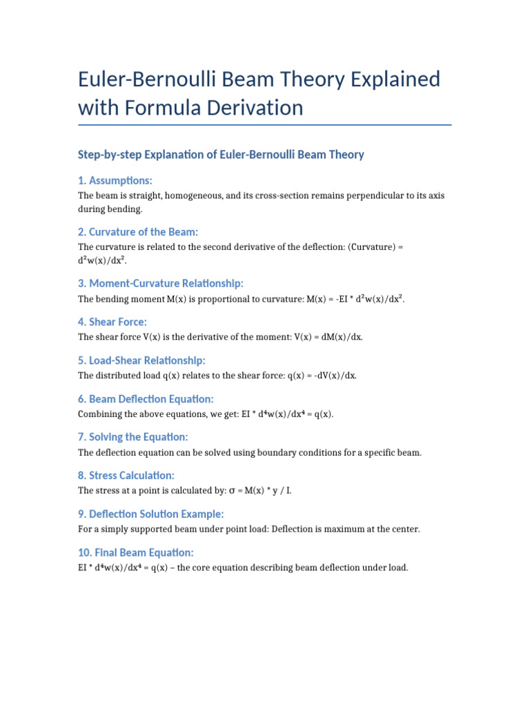 Euler Bernoulli Beam Theory | PDF