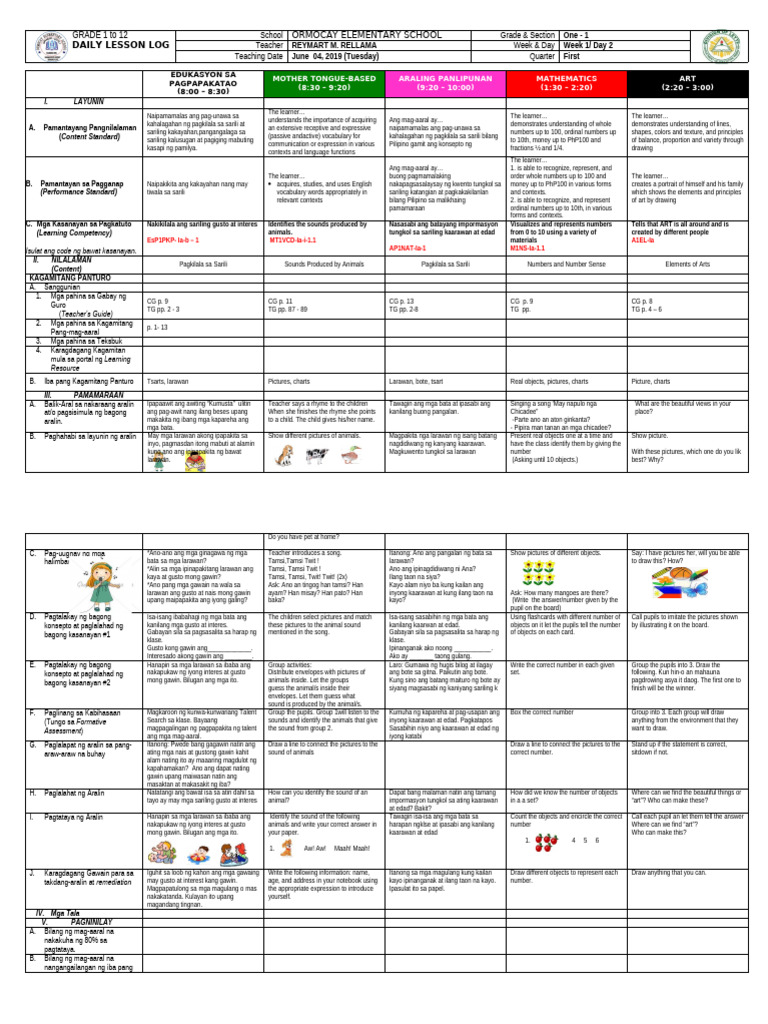 GRADE 1 To 12: Daily Lesson Log | PDF