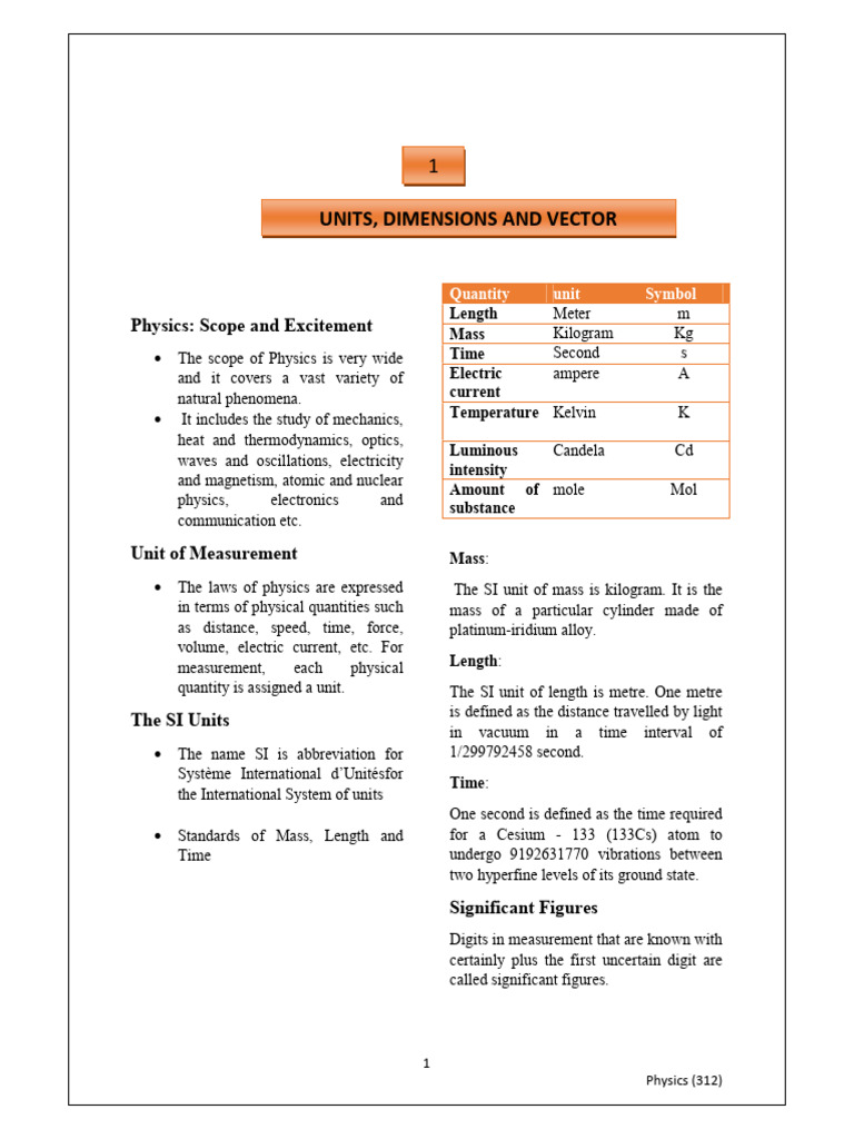 Physics Learner's Guide: Units & Vectors | PDF | Euclidean Vector ...