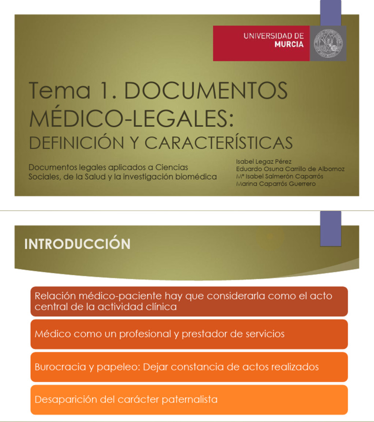 Tema 1. Documentos Médico-Legales:: Definición Y Características | PDF