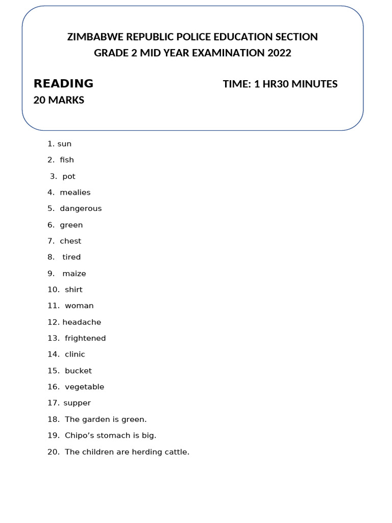 Grade 2 English Reading Mid Year 2022 | PDF