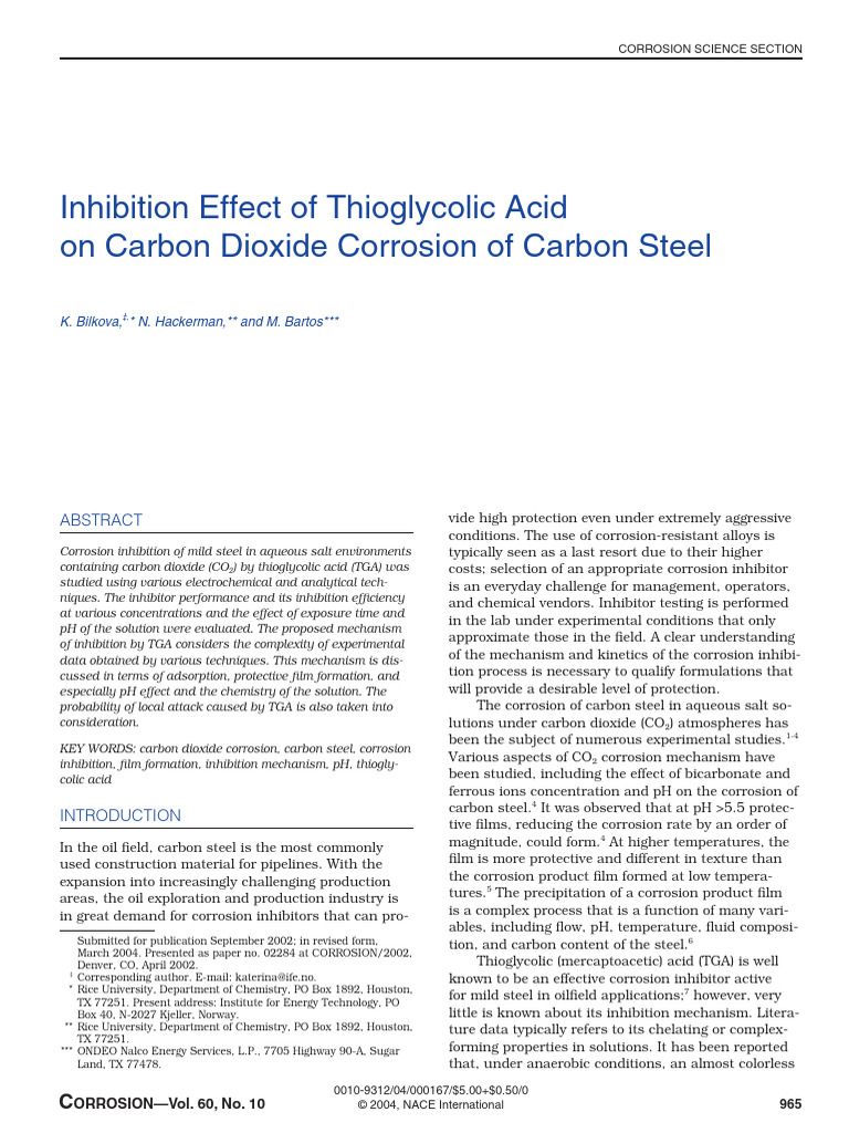 Corrosion, 2004, 60 (10) 965-973 | PDF | Corrosion | Ph