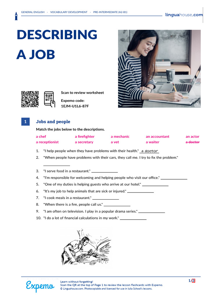 Describing A Job British English Student | PDF