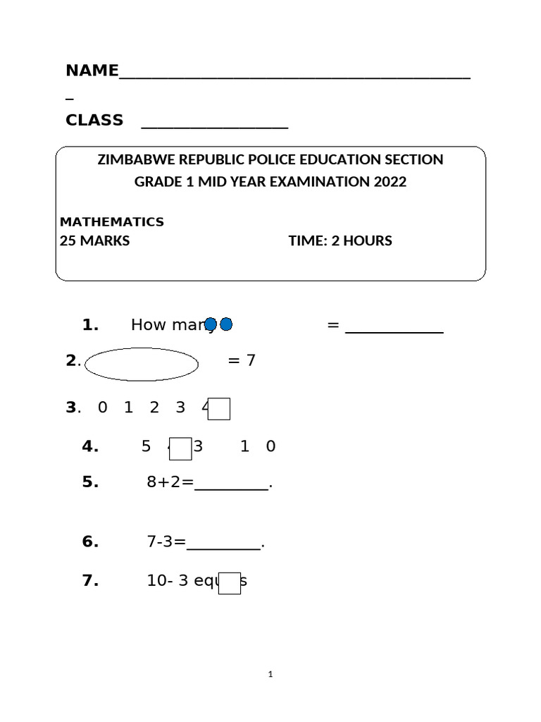 Grade 1 Mathematics | PDF