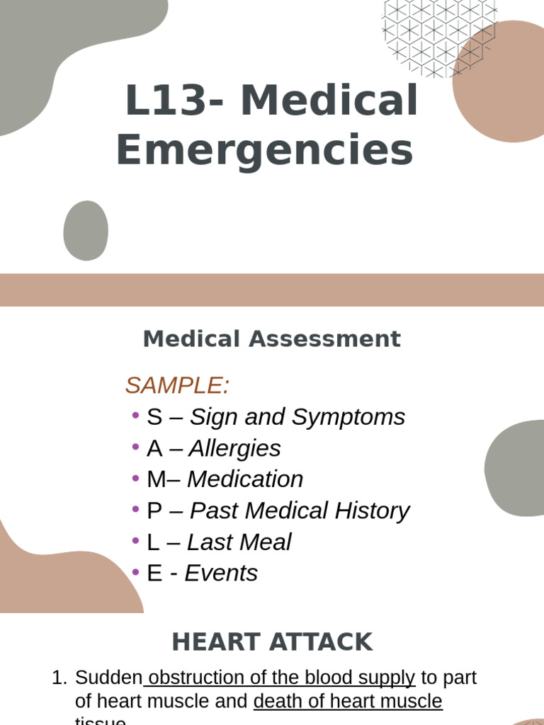 L13 - Medical Emergencies | PDF | Allergy | Panic Attack