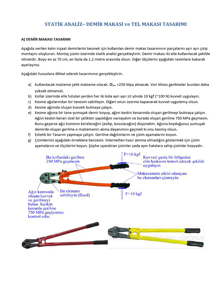 Odev2-B StatikAnaliz DemirMakasiTasarimi | PDF