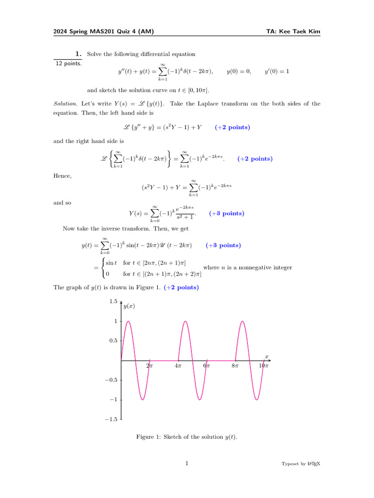 Quiz 4 (AM) Solution | PDF | Functions And Mappings | Equations