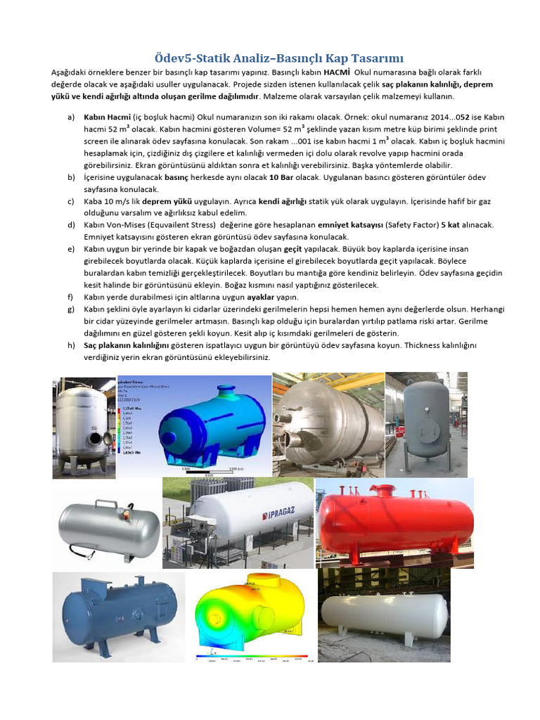 Odev5 StatikAnaliz BasincliKapTasarimi | PDF