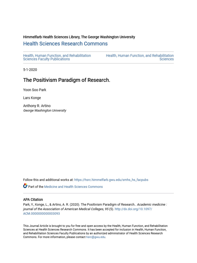 The Positivism Paradigm of Research. | PDF | Positivism | Science