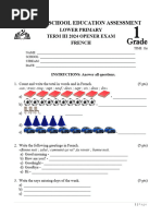 French Grade 5 - Mid Term Ii 2024 Exam | PDF