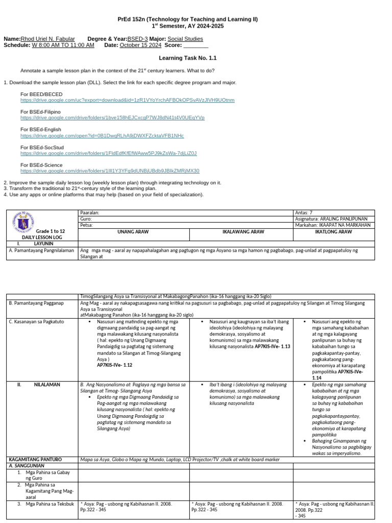 Learning Task 1.1 | PDF