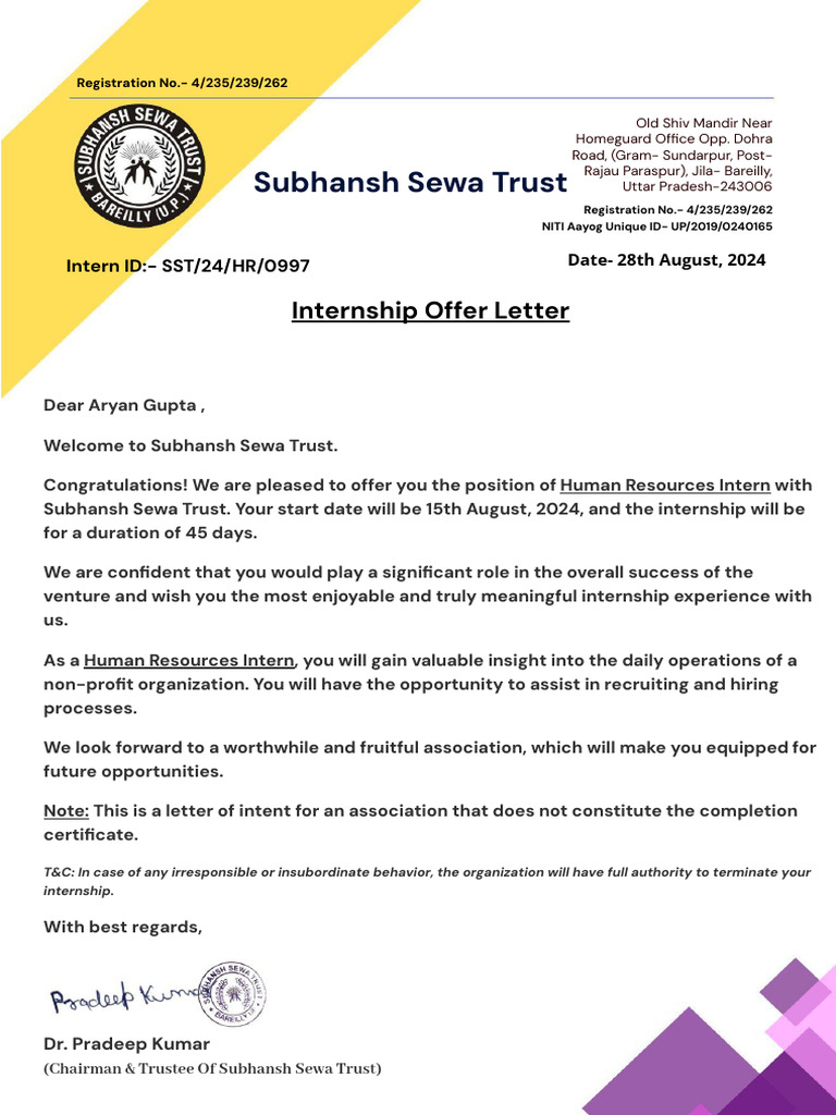 SST (HR) Offer Letter | PDF