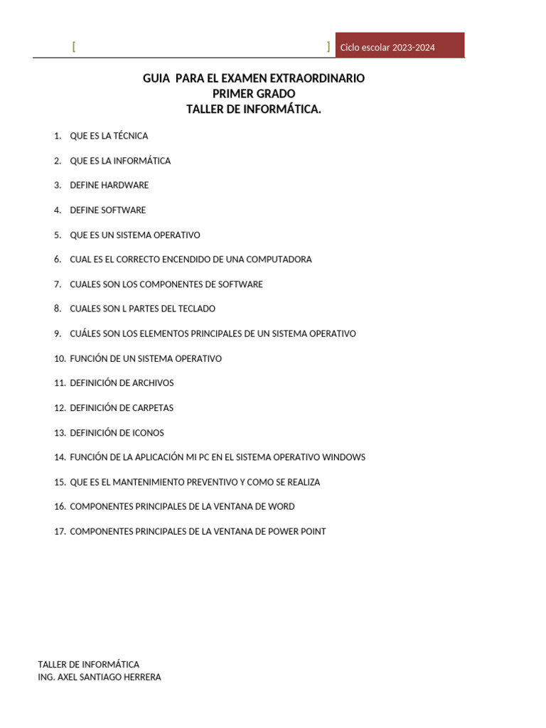 GUIA EXAMEN EXTRAORDINARIO 123 | PDF | Microsoft Excel | Hoja de cálculo