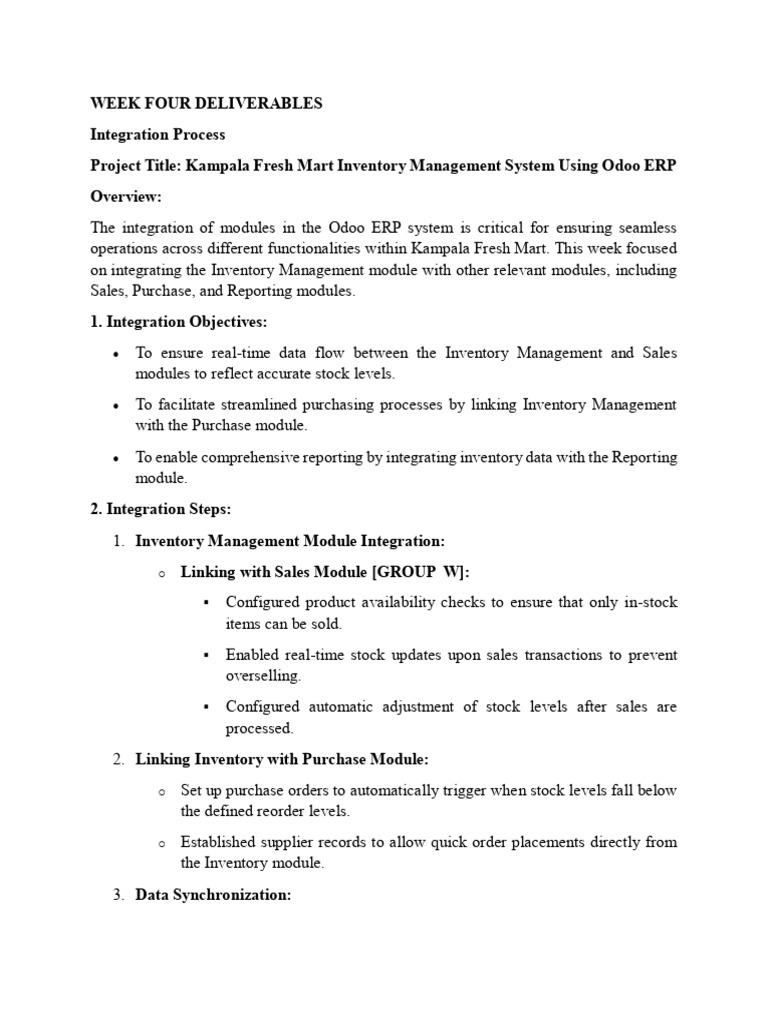 Week Four Deliverables | PDF | Inventory | Enterprise Resource Planning