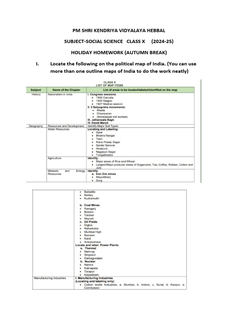 10 HHW (Autumn Break) 2024-25 | PDF