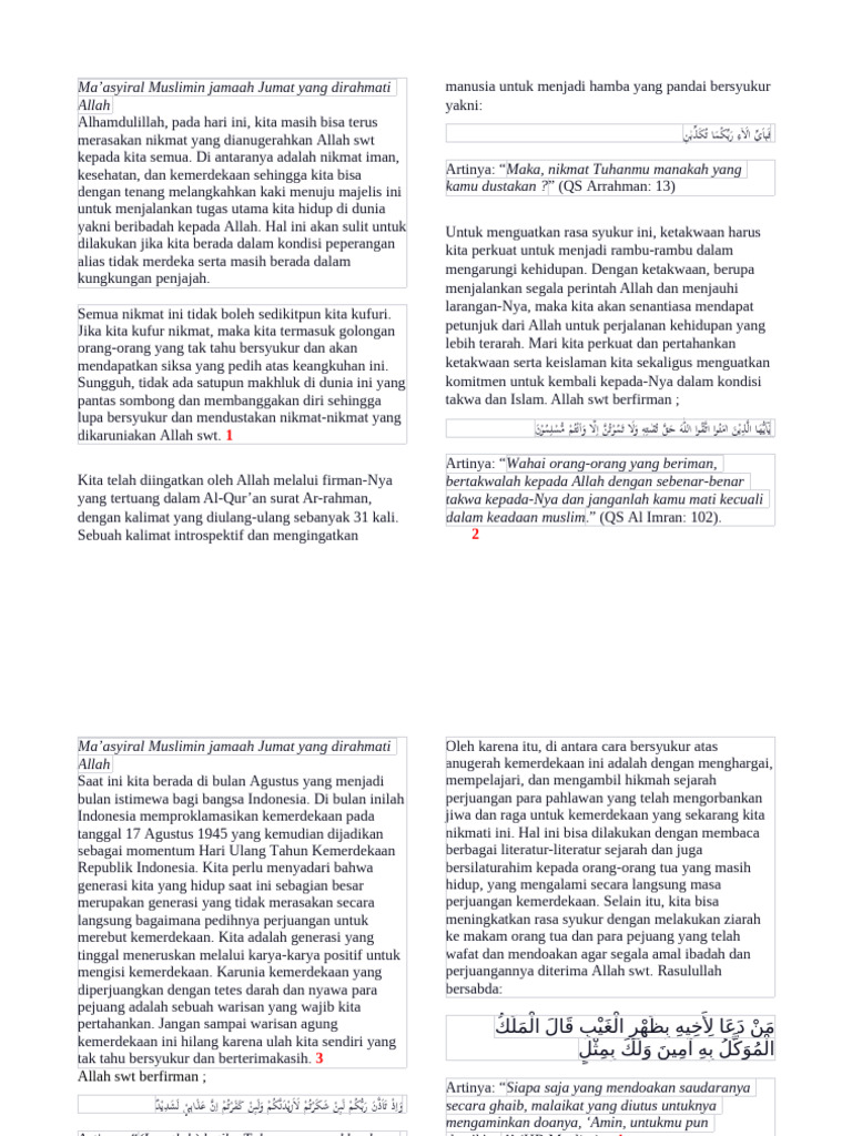 Khutbah Kemerdekaan Indonesia 2023 RASYA | PDF