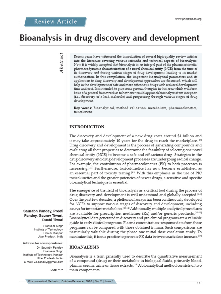 Application of Bioanalysis | PDF | Detection Limit | Mass Spectrometry