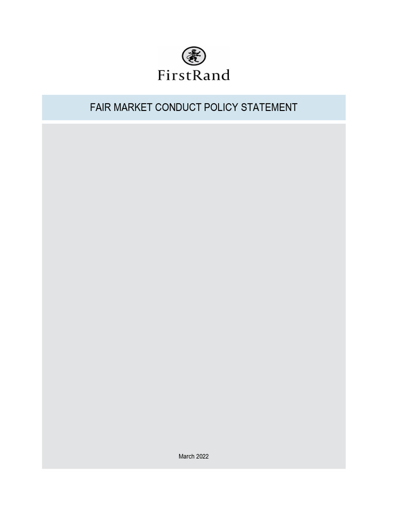 FirstRand Fair Market Conduct Policy Statement | PDF | Policy ...