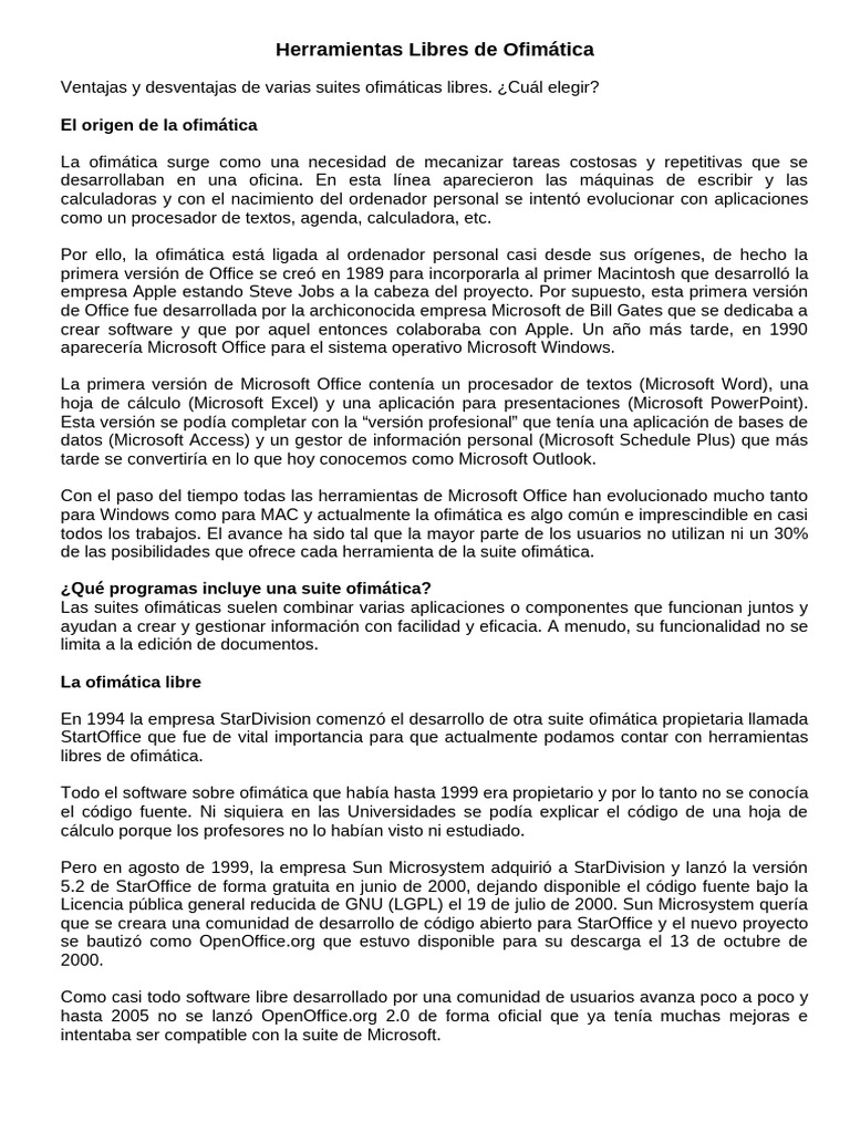 Herramientas Libres de Ofimática | PDF | Microsoft Office | Microsoft