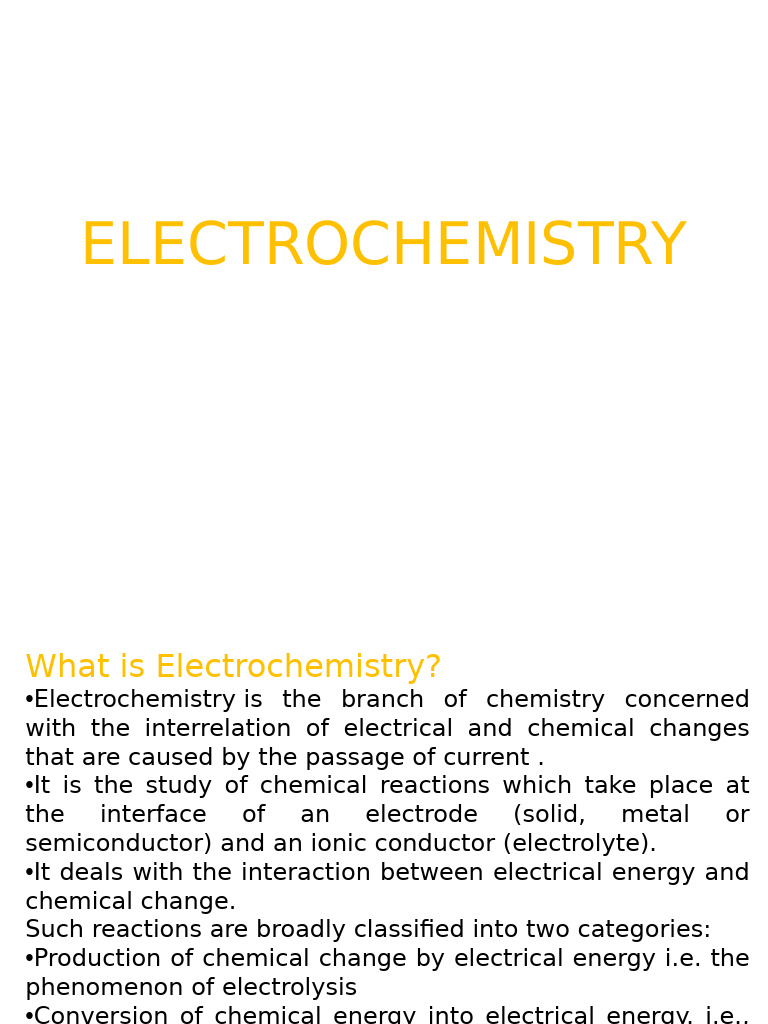 Electrochemistry - 1 | PDF | Electrochemistry | Electrolyte