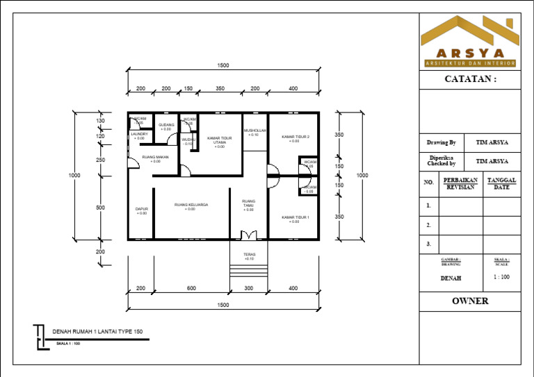 Denah Rumah 1 Lantai Type 150 | PDF