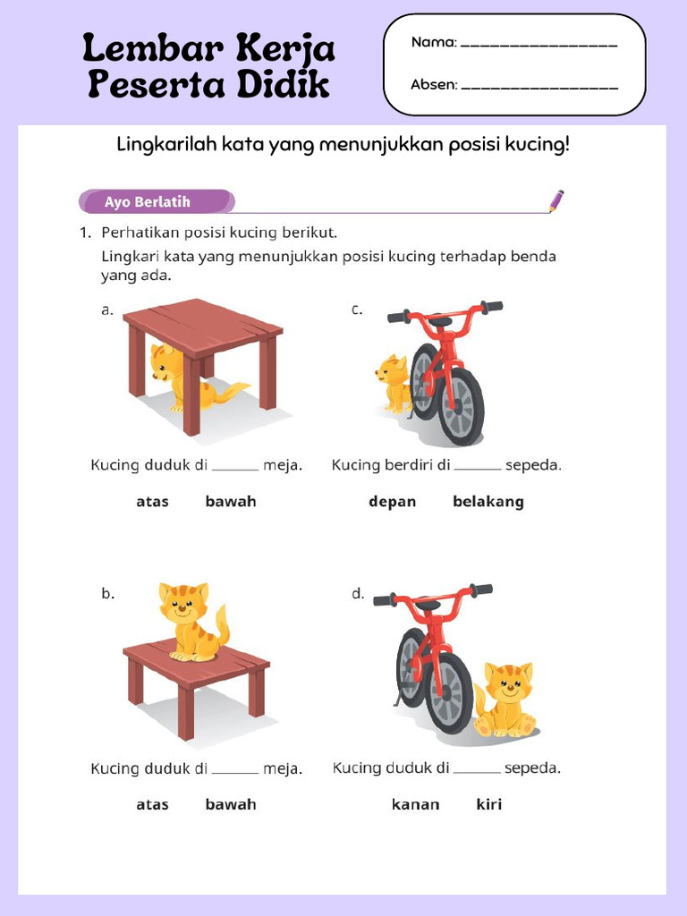 LKPD MATEMATIKA Posisi Benda | PDF