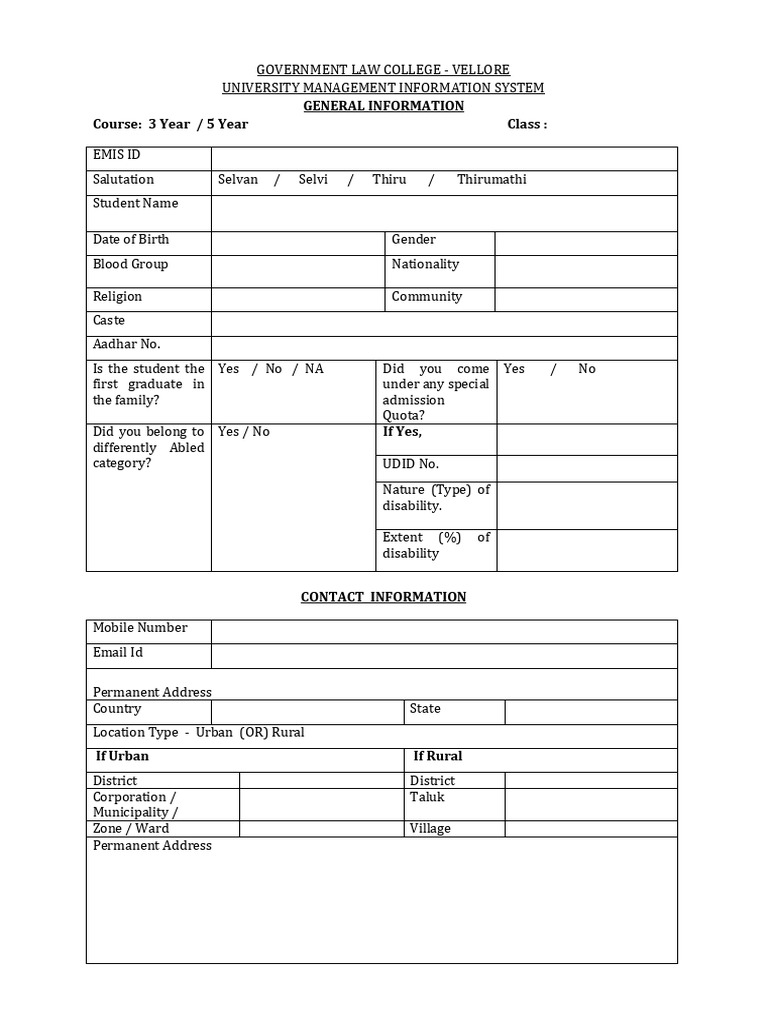 UMIS Student Registration Form Details | PDF | Justice | Crime & Violence