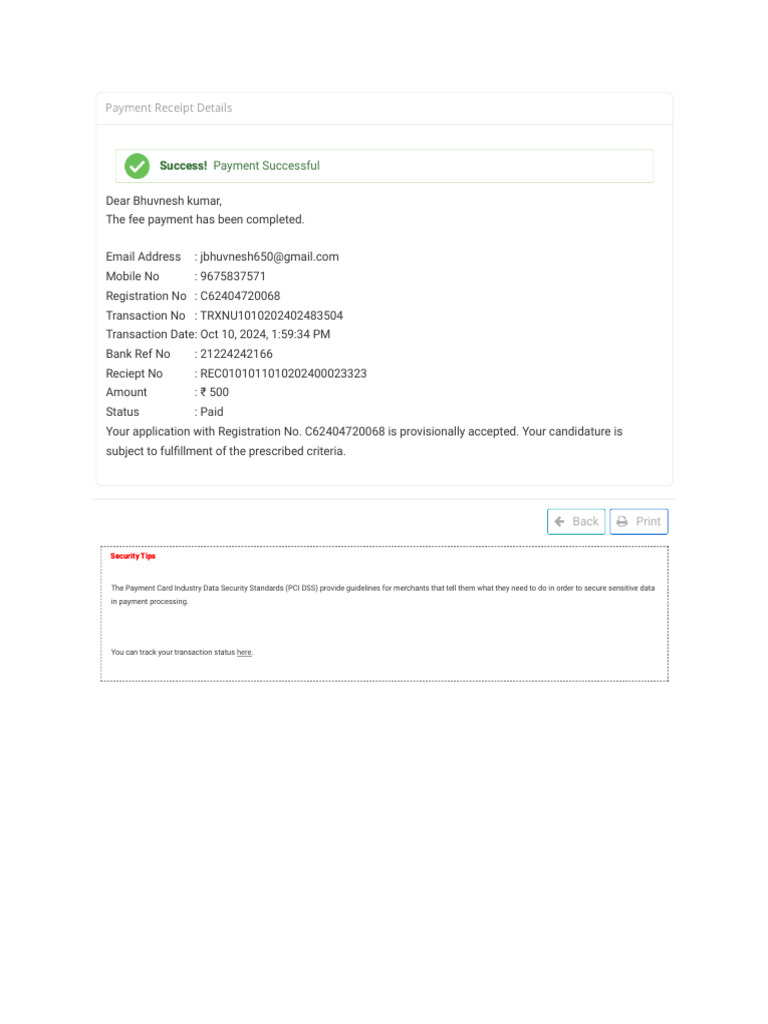 Rrbapply - Gov.in # Pscexamservice Payment-Receipt Successful | PDF