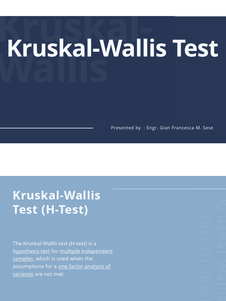 Kruskal Wallis Test H Test | PDF | Statistical Inference | Data Collection