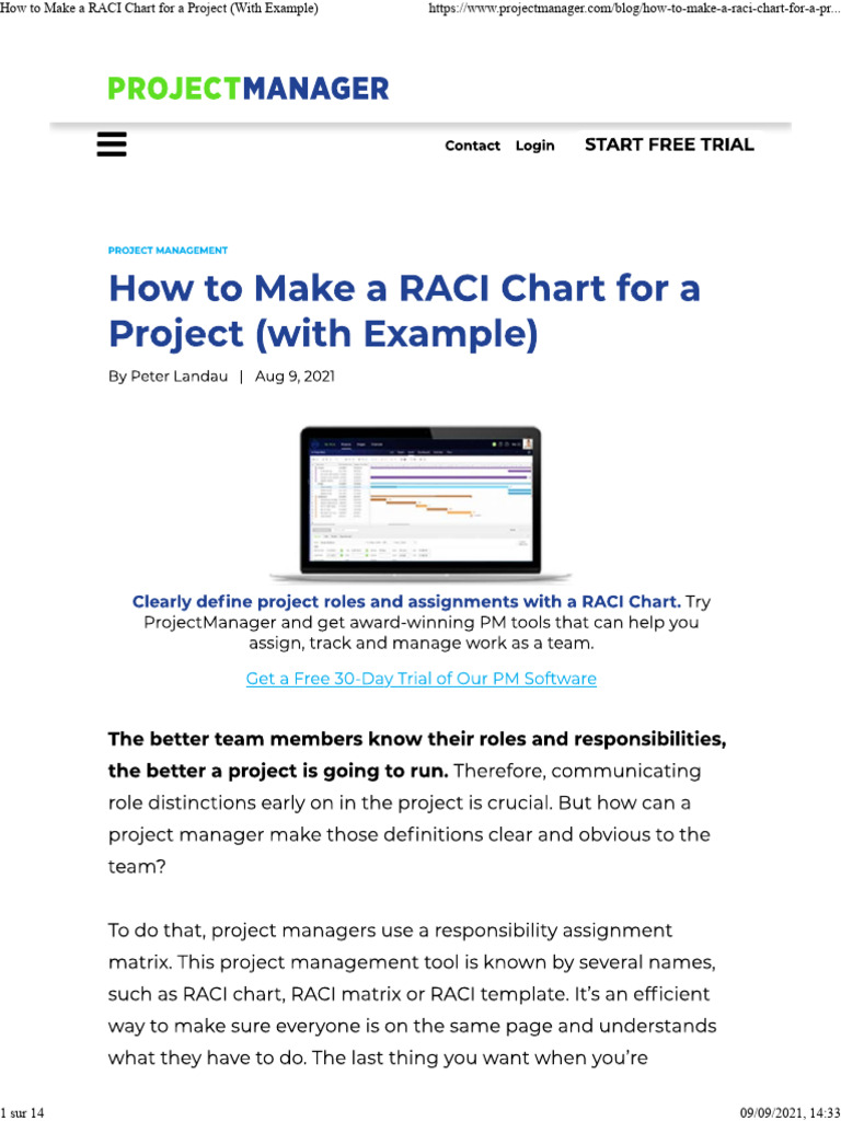 How To Make A RACI Chart For A Project (With Example) | PDF