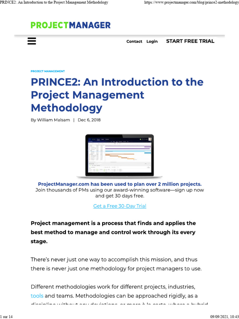 PRINCE2 - An Introduction To The Project Management Methodology | PDF