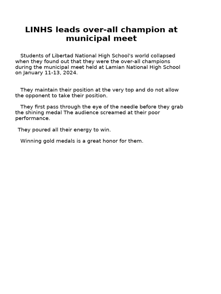 Municipal Meet | PDF