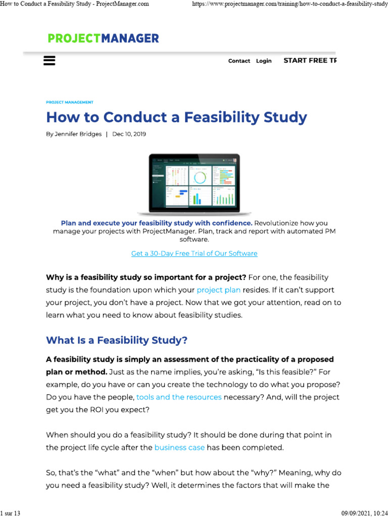 How To Conduct A Feasibility Study - ProjectManager | PDF
