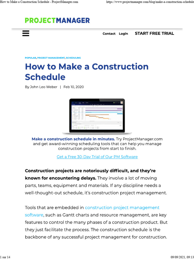 How To Make A Construction Schedule - ProjectManager | PDF