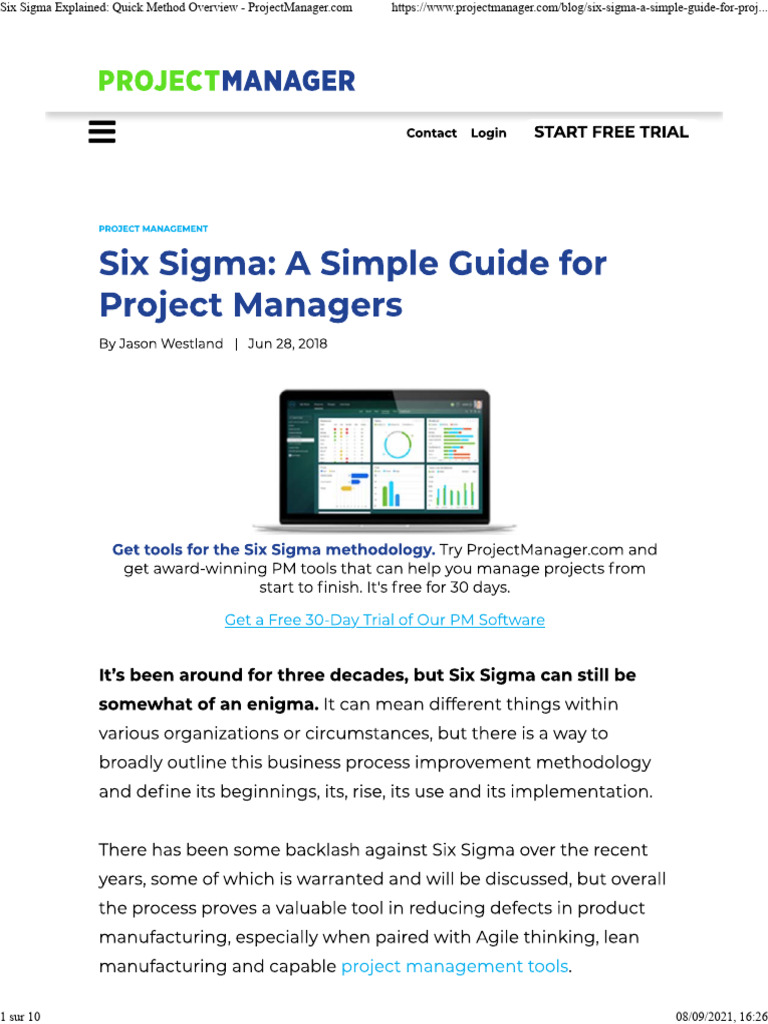 Six Sigma Explained_ Quick Method Overview - ProjectManager | PDF | Six ...
