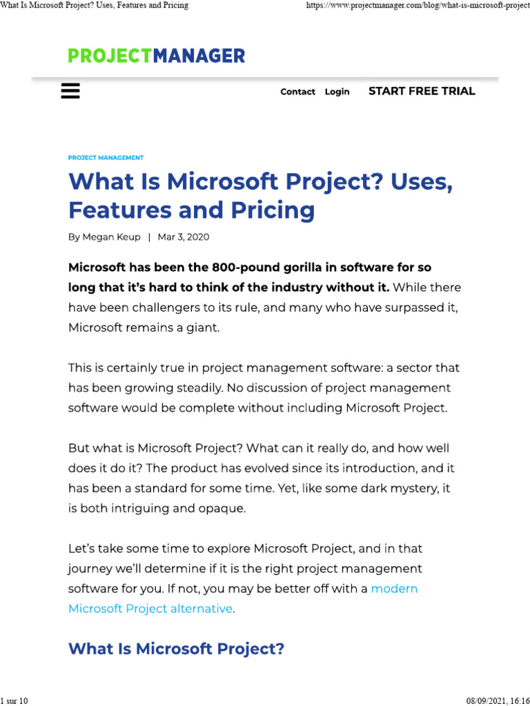 MS Project Uses, Features and Pricing | PDF