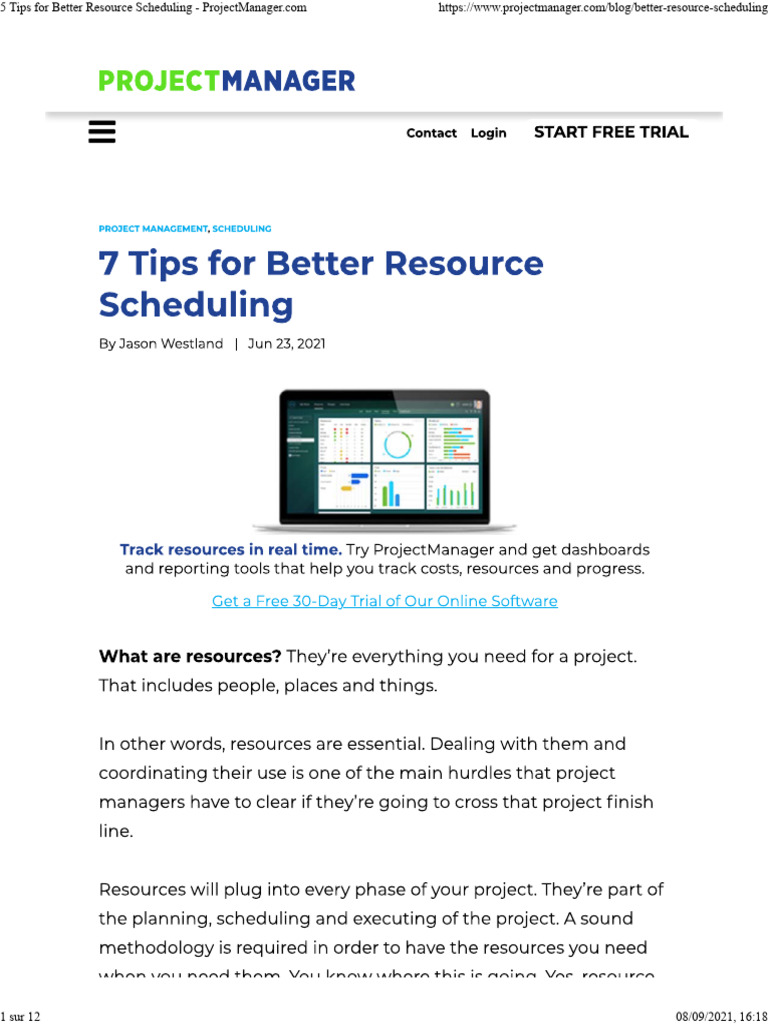5 Tips For Better Resource Scheduling - ProjectManager | PDF