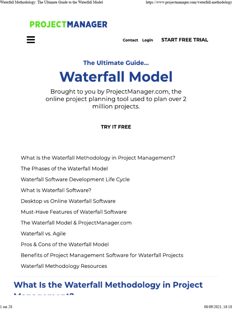 Waterfall Methodology - The Ultimate Guide To The Waterfall Model | PDF ...