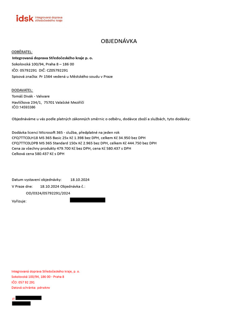 Objednávka Valware - Microsoft - 1 | PDF