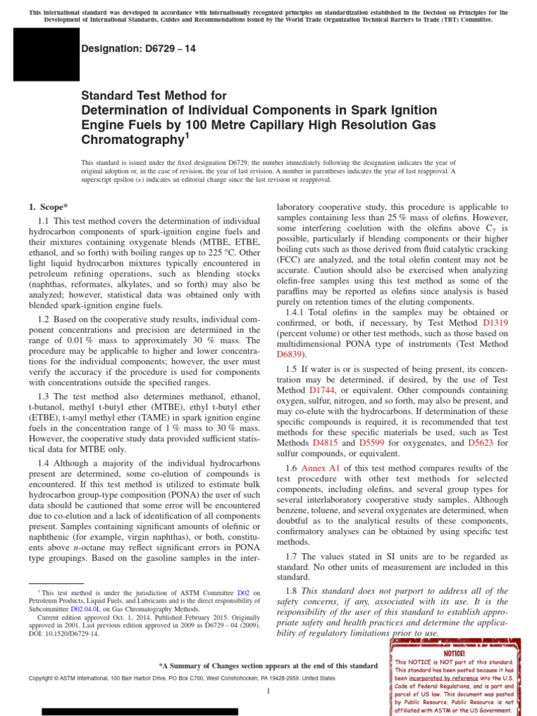 Astm D6729 14 | PDF | Gas Chromatography | Chromatography