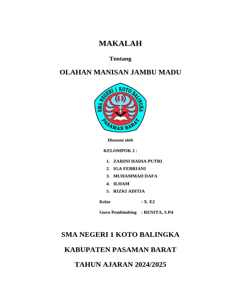 Proposal Pembuatan Manisan Jambu | PDF
