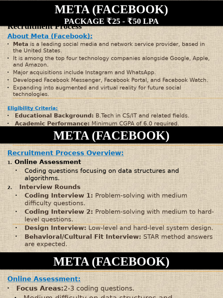 Meta (Facebook) Recruitment Process | PDF
