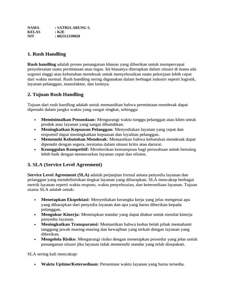 Tugas Kapabean Rush Handling | PDF