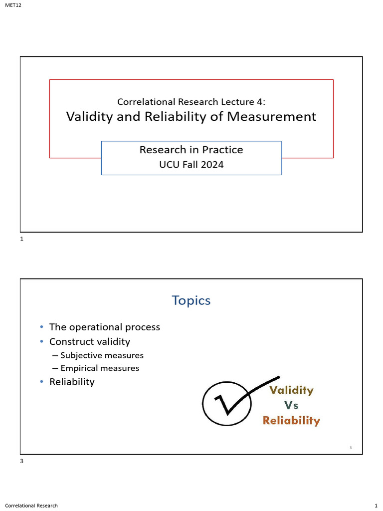 Validity and Reliability SV FALL 24 | PDF | Validity (Statistics) | Self Esteem