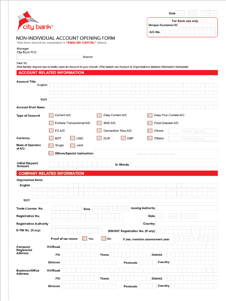 Non-Individual Account Opening Form Conventional | PDF
