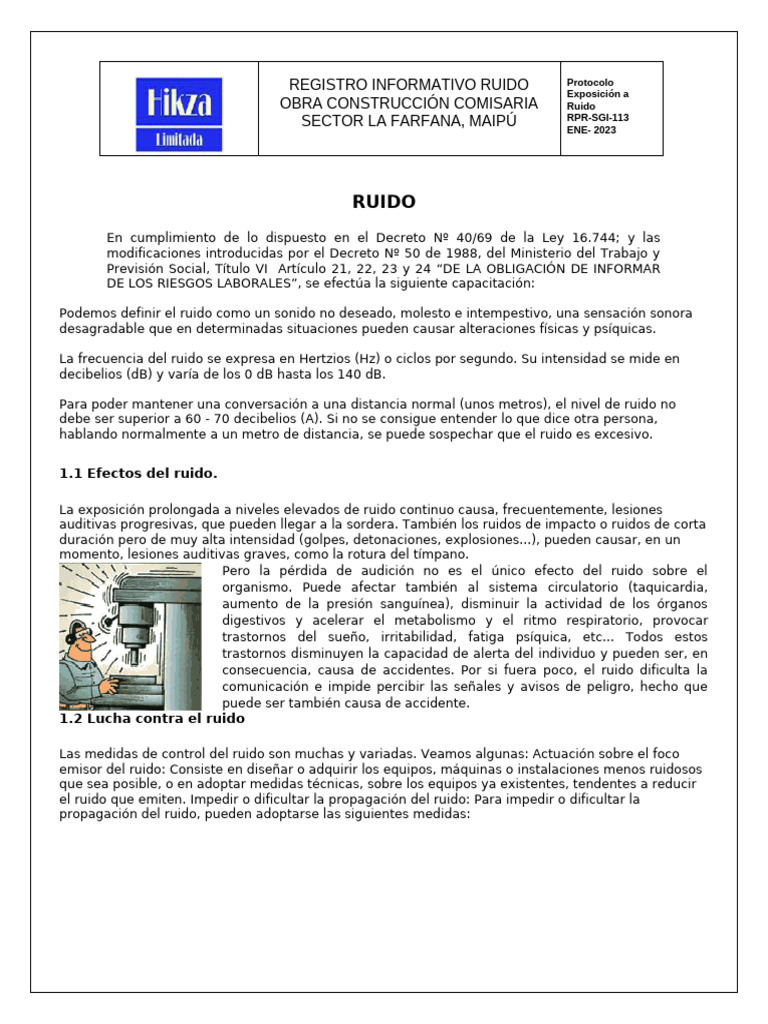 Registro Informativo Ruido 1 | PDF | ruido | Decibel